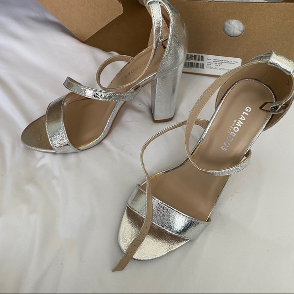 ASOS | Shoes | Asos Silver Strappy Cross Strap Chunky Heel Wide Fit ...